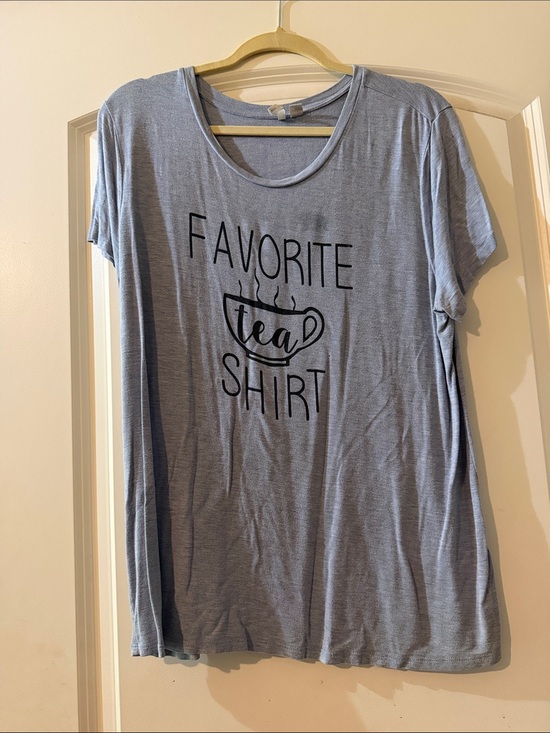 Cato | Tops | Favorite Tea Shirt Graphic Tee Light Blue | Poshmark